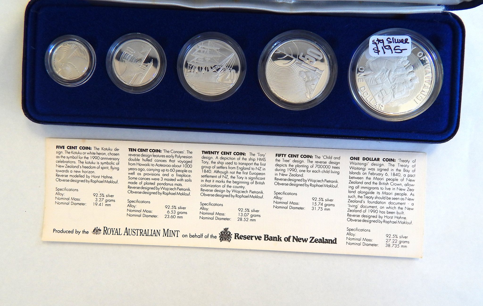 1990 NZ Five Coin Silver Proof Set – Napier Antiques