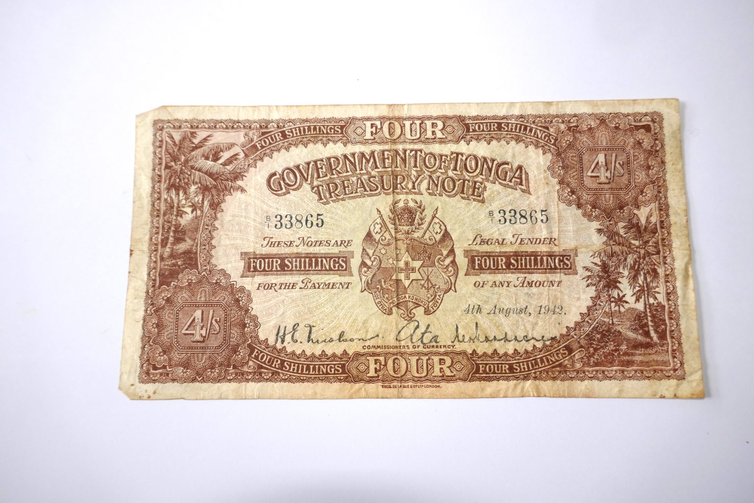 Rare 1942 Government of Tonga 5 Shilling note – Napier Antiques