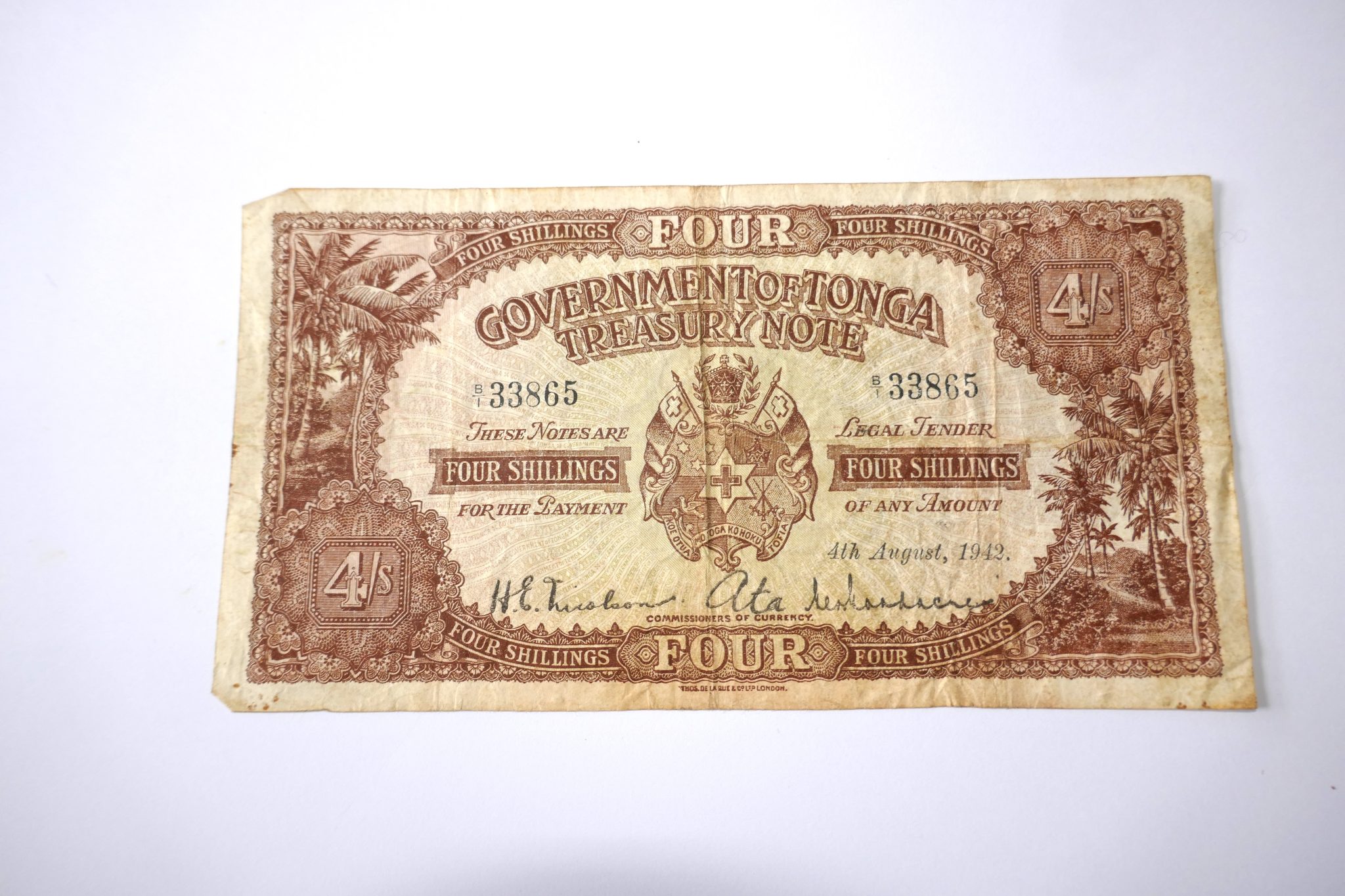 Rare 1942 Government of Tonga 5 Shilling note – Napier Antiques