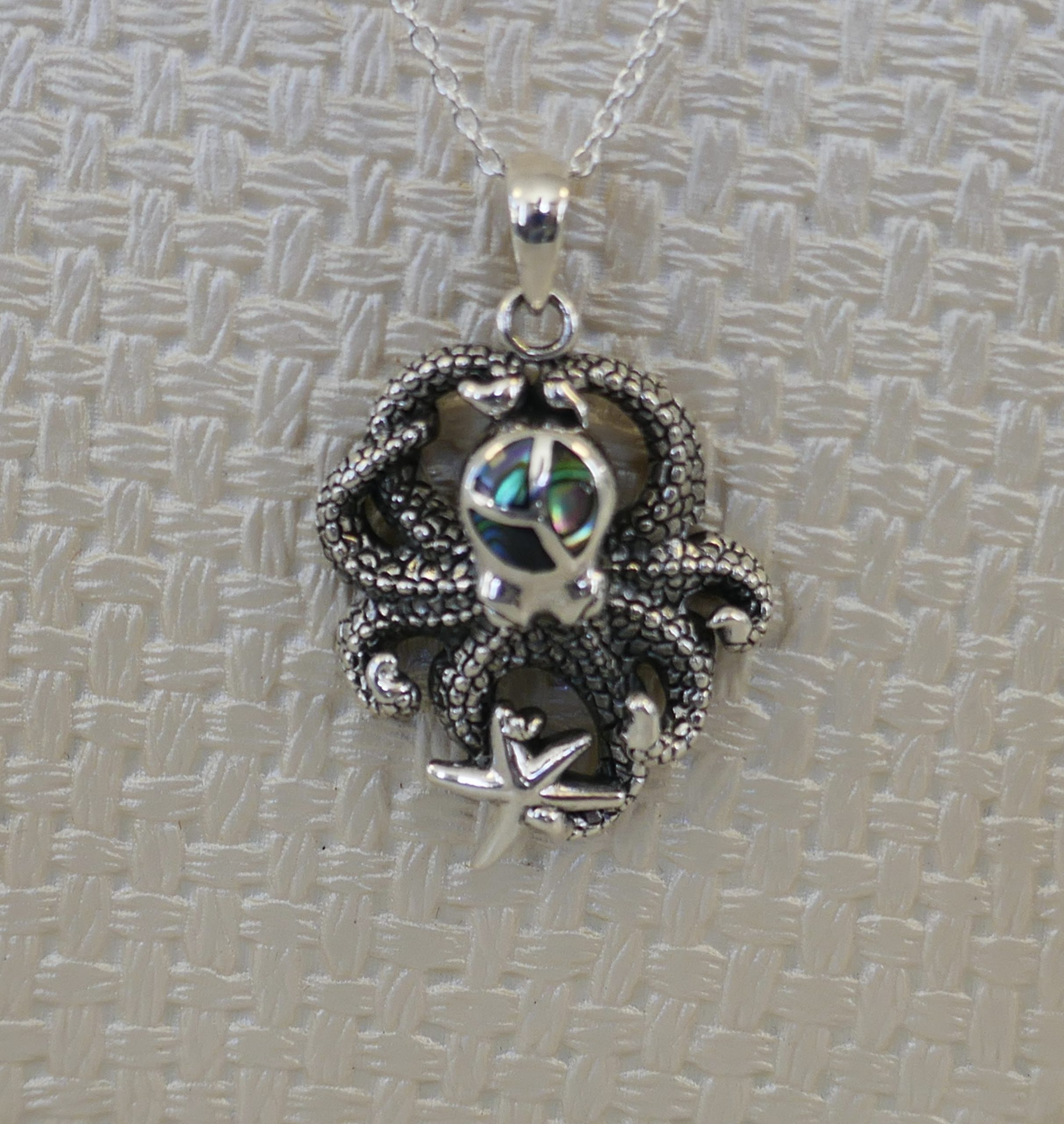 Sterling Silver Paua Shell Octopus Pendant and chain – Napier Antiques